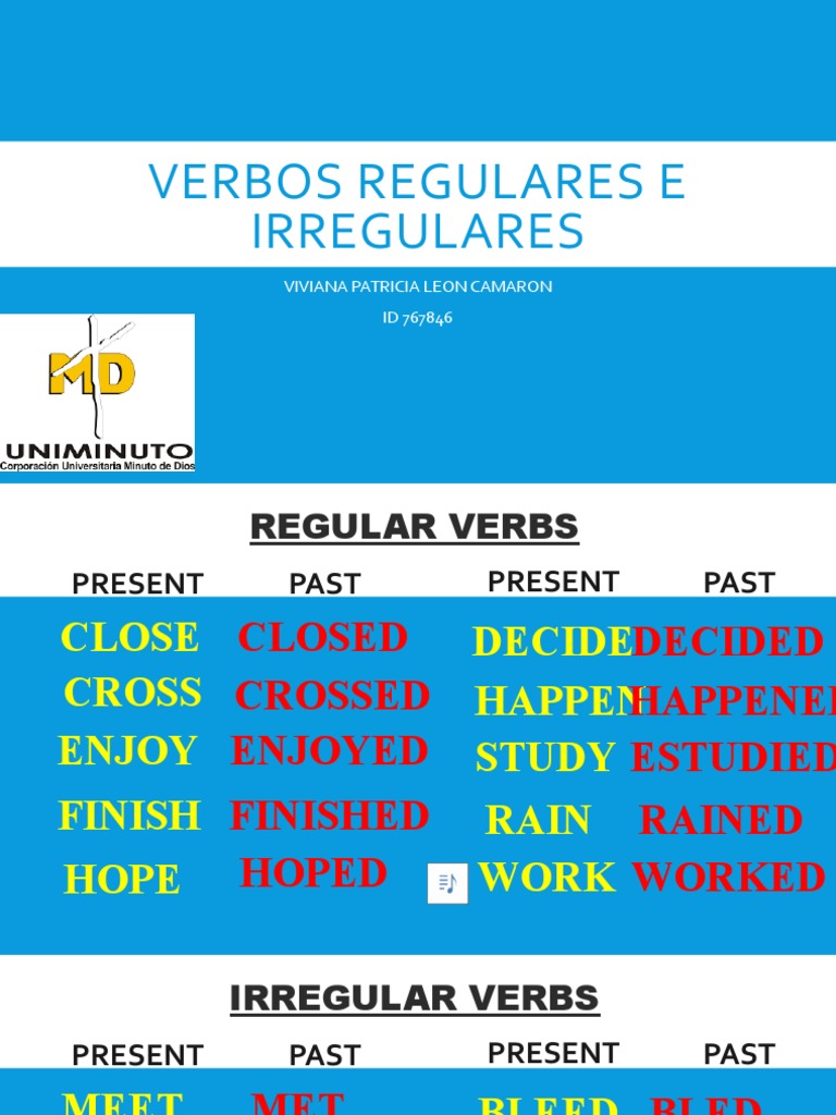 Regular and Irregular Verbs Guide | PDF | Cooking, Food & Wine ...