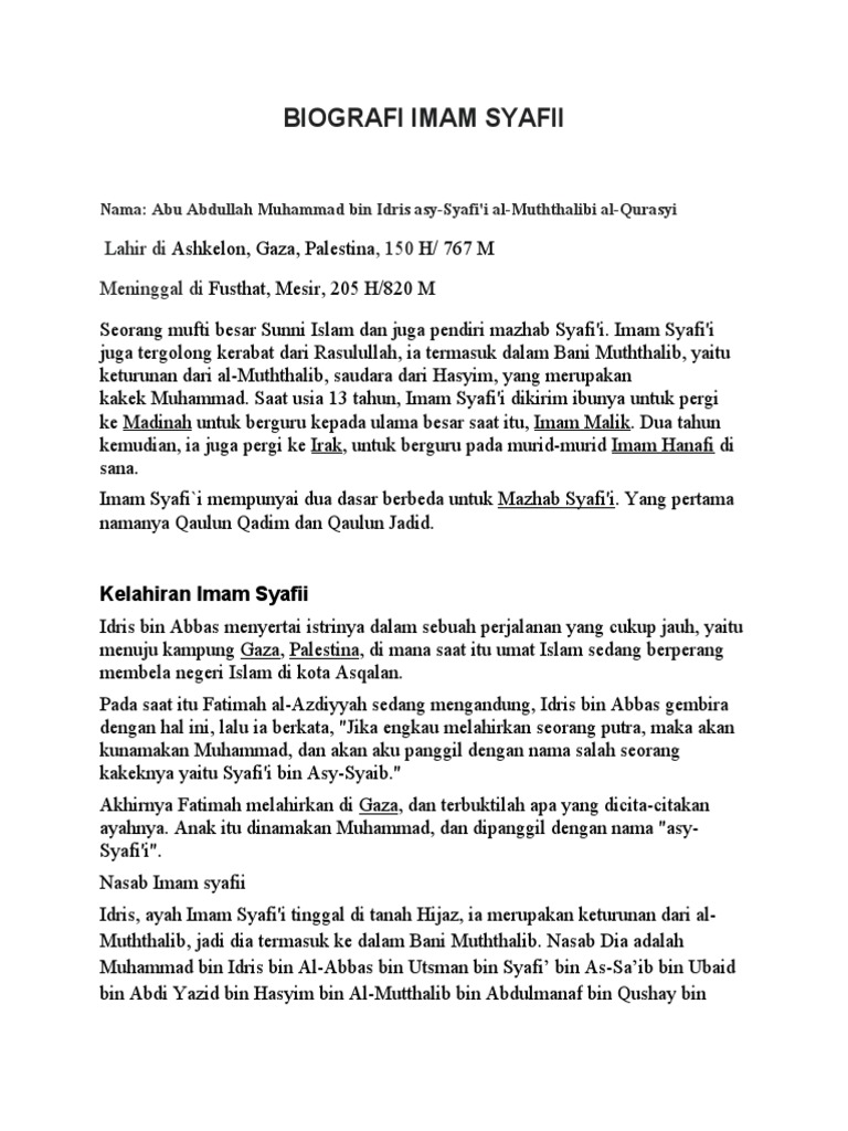 Biografi Imam Syafii | PDF