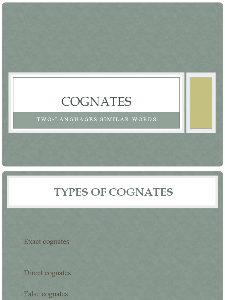 Cognates: Two-Languages Similar Words | PDF | Communication | Languages ...