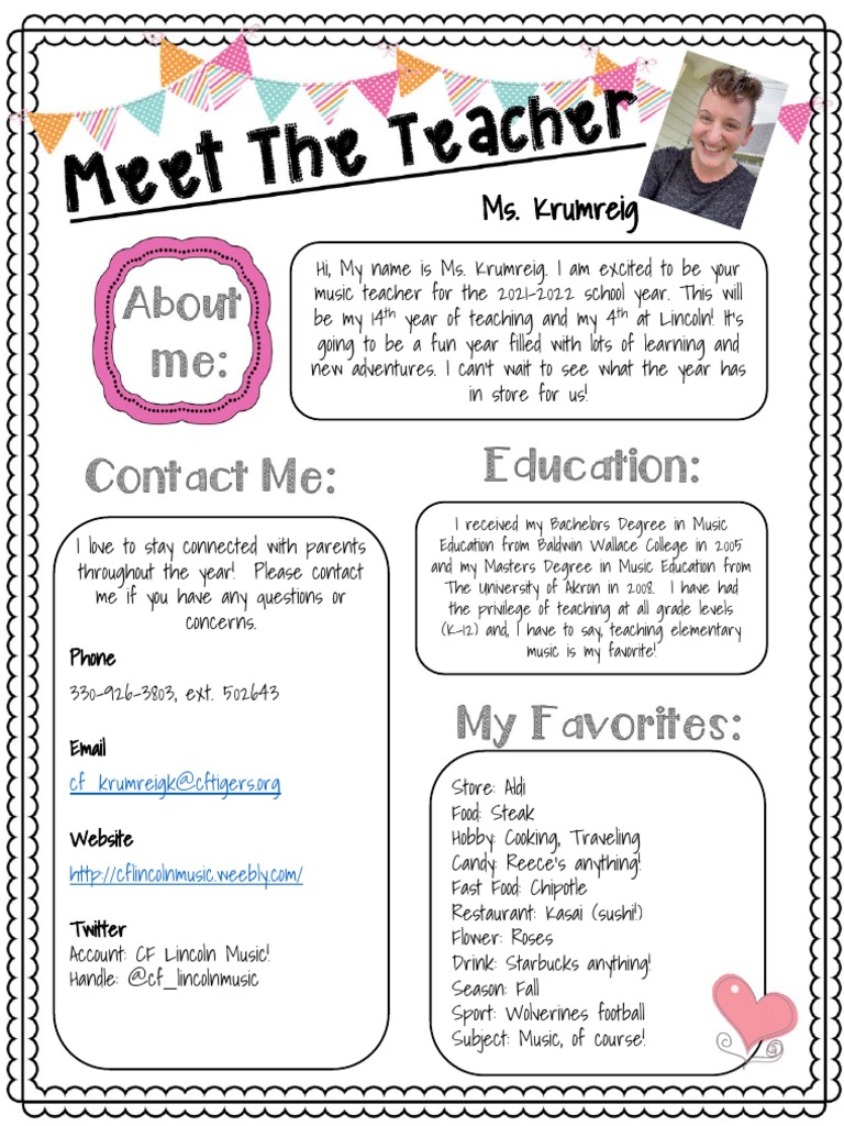 Meet The Teacher 2021 | PDF | Food And Drink