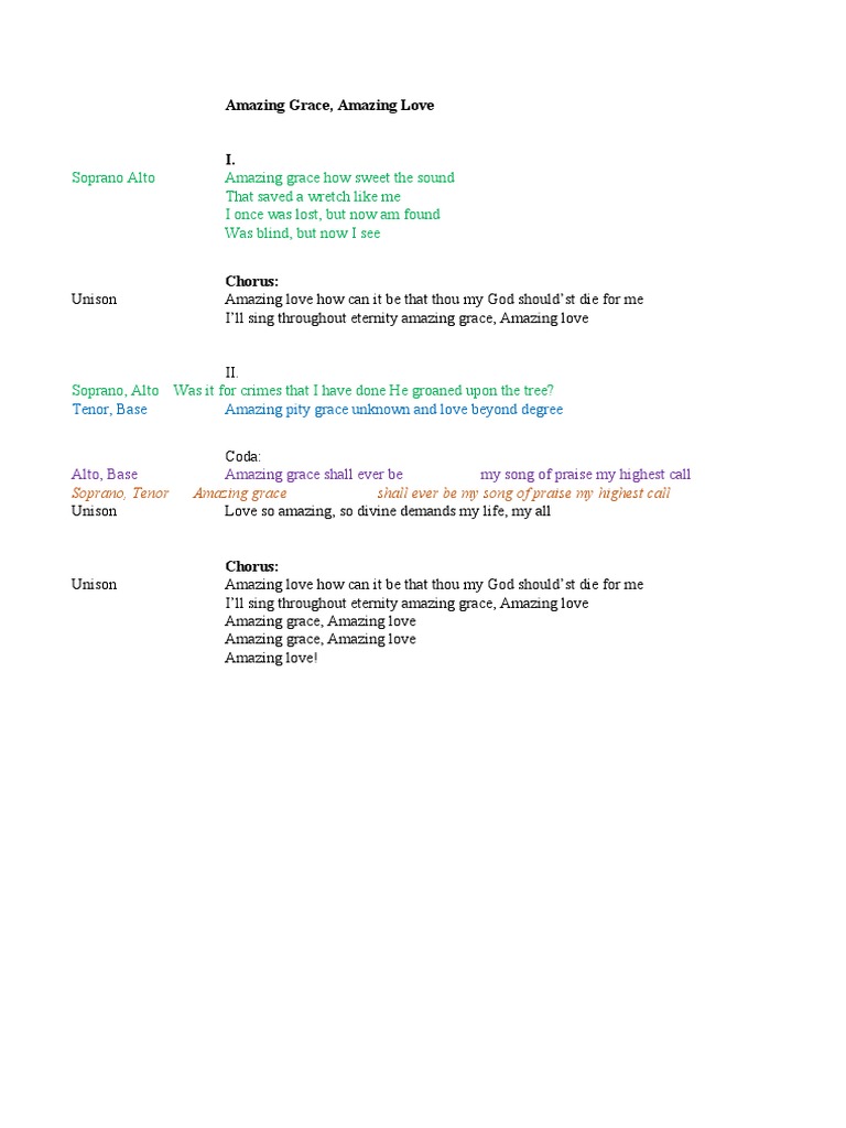 Amazing Grace, Amazing Love | PDF