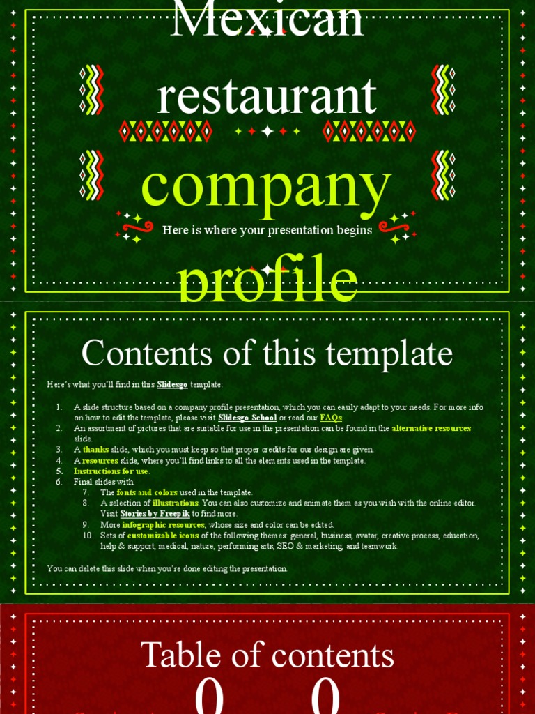 Mexican Restaurant Company Profile by Slidesgo | PDF | Planets ...
