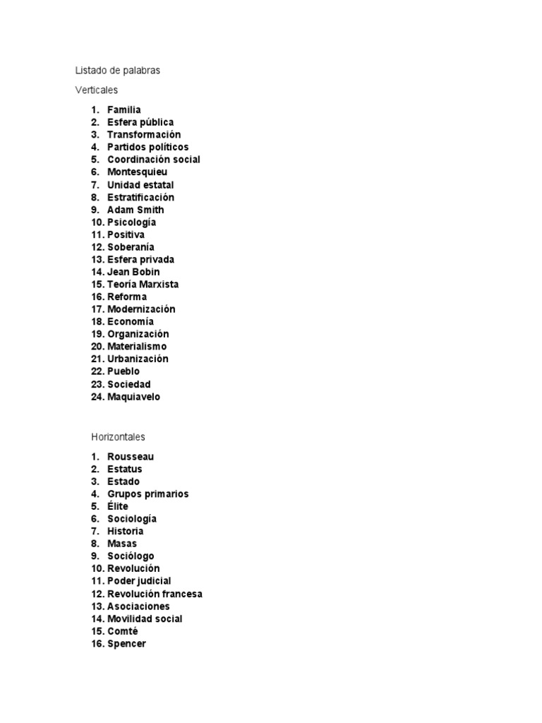 Lista De Palabras De Historia Taxonomía De Bloom Y Comprensión