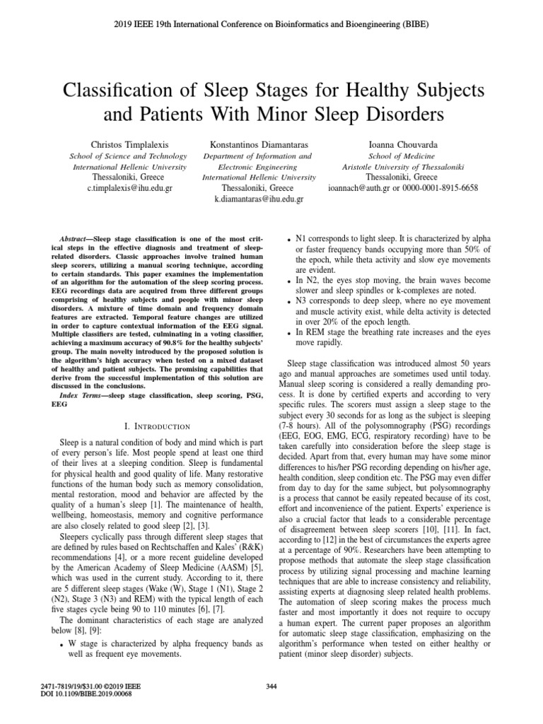 Classification of Sleep Stages For Healthy Subjects and Patients With ...