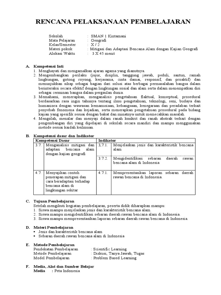 6 RPP Geo X 2 Mitigasi Bencana | PDF