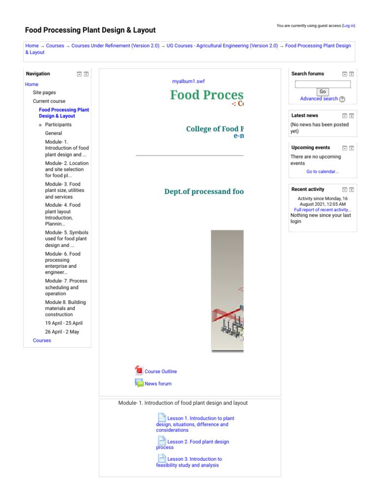 Course - Food Processing Plant Design & Layout | PDF