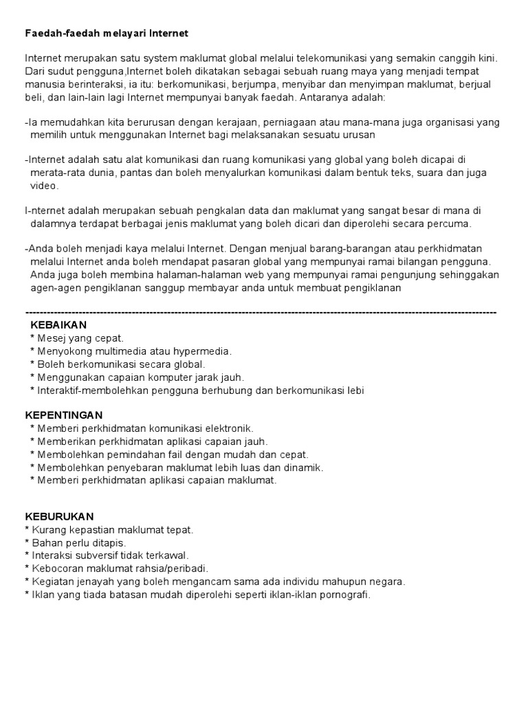 Faedah Melayari Internet | PDF