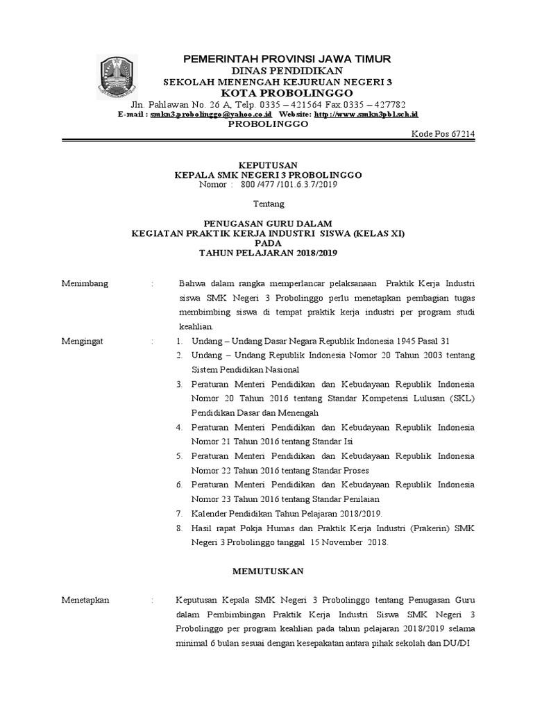 SK PKL Ta. 2018-2019 Genap | PDF