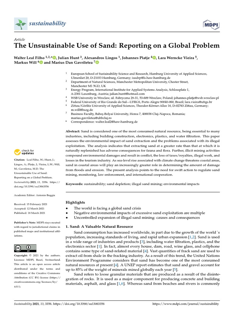 The Unsustainable Use of Sand: Reporting On A Global Problem | PDF ...