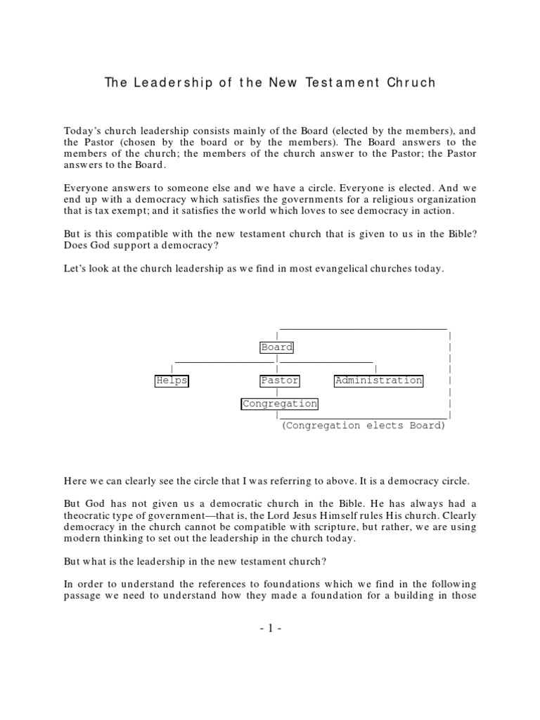 The Leadership of The New Testament Chruch | PDF | Elder (Christianity ...