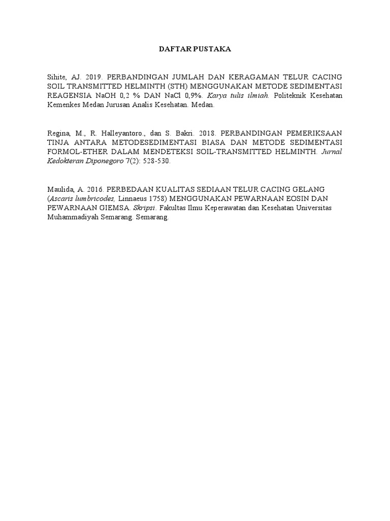 Penelitian Telur Cacing dan Metode Analisis | PDF