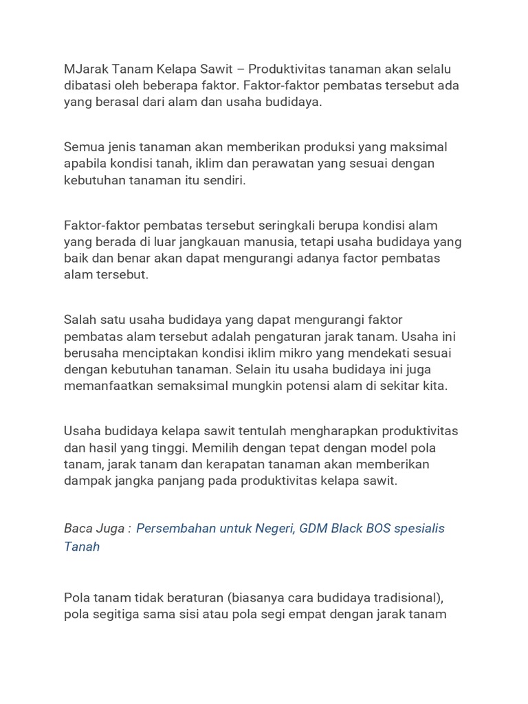 Perhitungan Jarak Tanam Kelapa Sawit Pdf