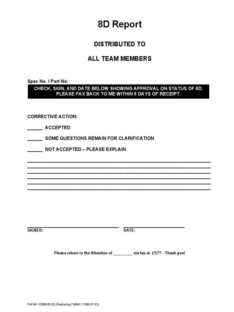 8D Report Template for Quality Issues | PDF | Computers