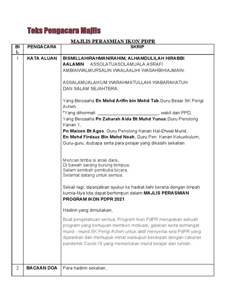 Perasmian Program Ikon PdPR 2021 | PDF