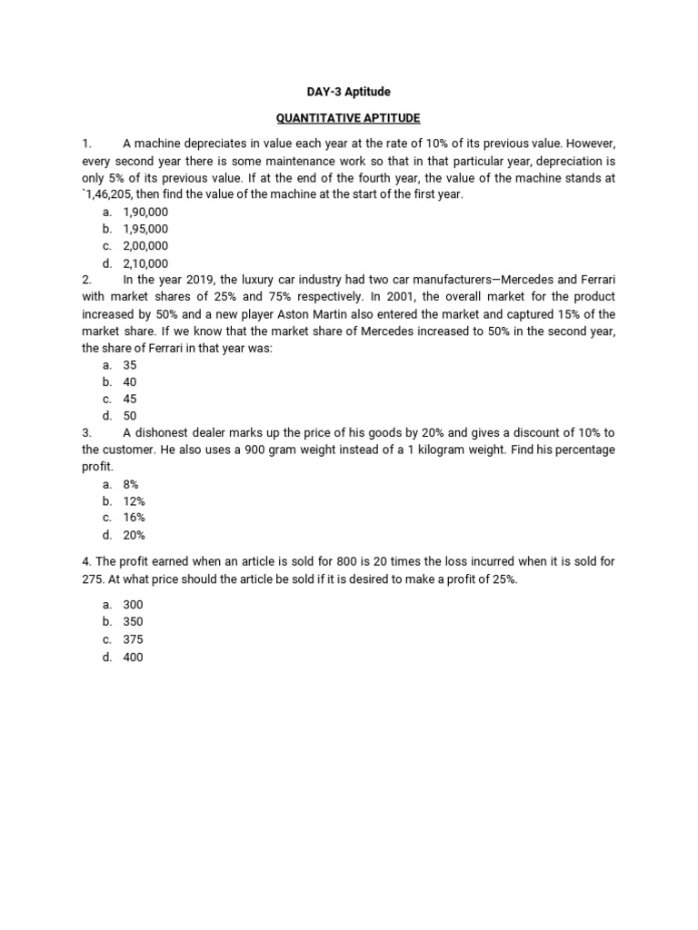 DAY-3 Aptitude Quantitative Aptitude | PDF | Accountability | Political Events