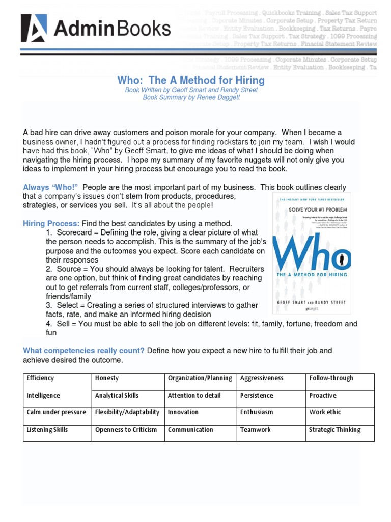 Who - The A Method For Hiring | PDF | Recruitment | Job Interview