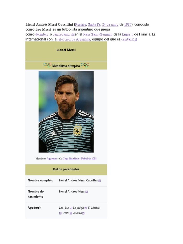 Biografía de Messi | PDF | Lionel Messi | Asociación de Futbol