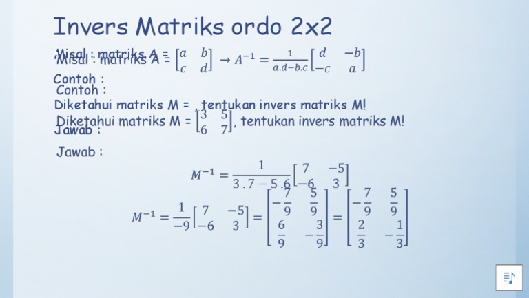 Invers Matriks Ordo 2x2 | PDF