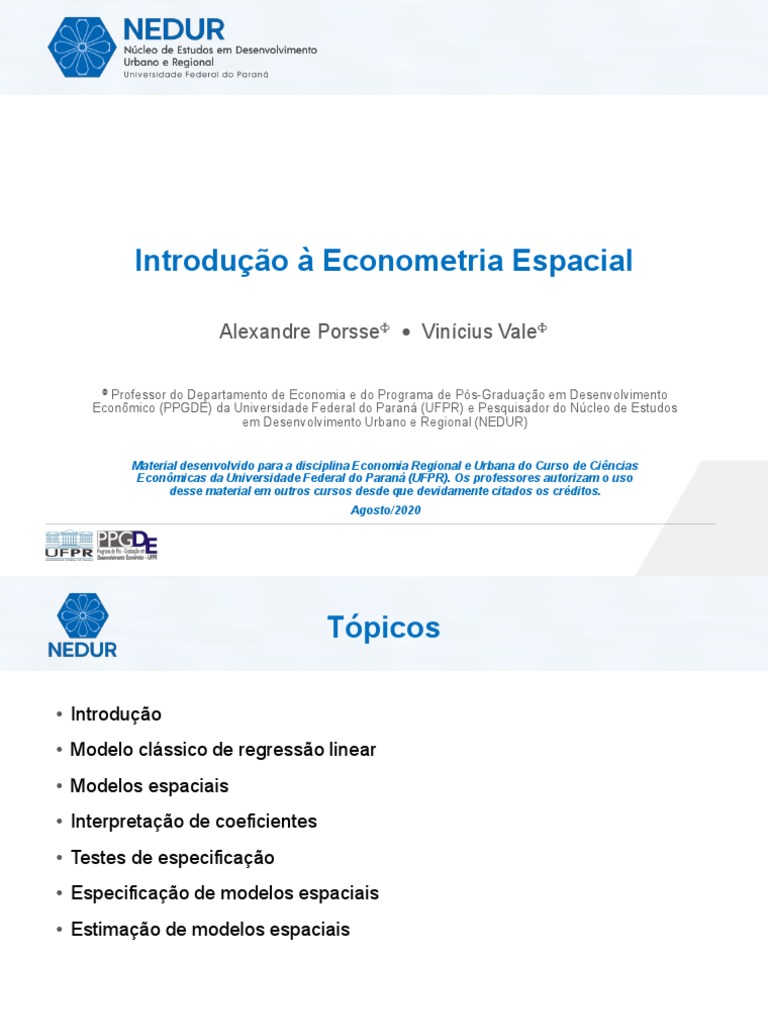 13 Econometria Espacial | PDF | Regressão linear | Econometria