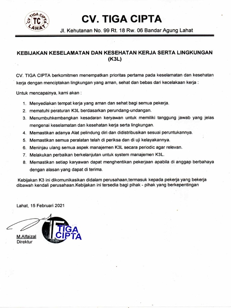 Kebijakan K3L | PDF