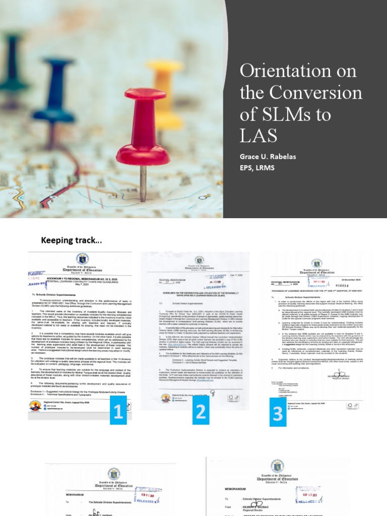 Orientation On The Conversion of Slms To Las: Grace U. Rabelas Eps, Lrms | PDF