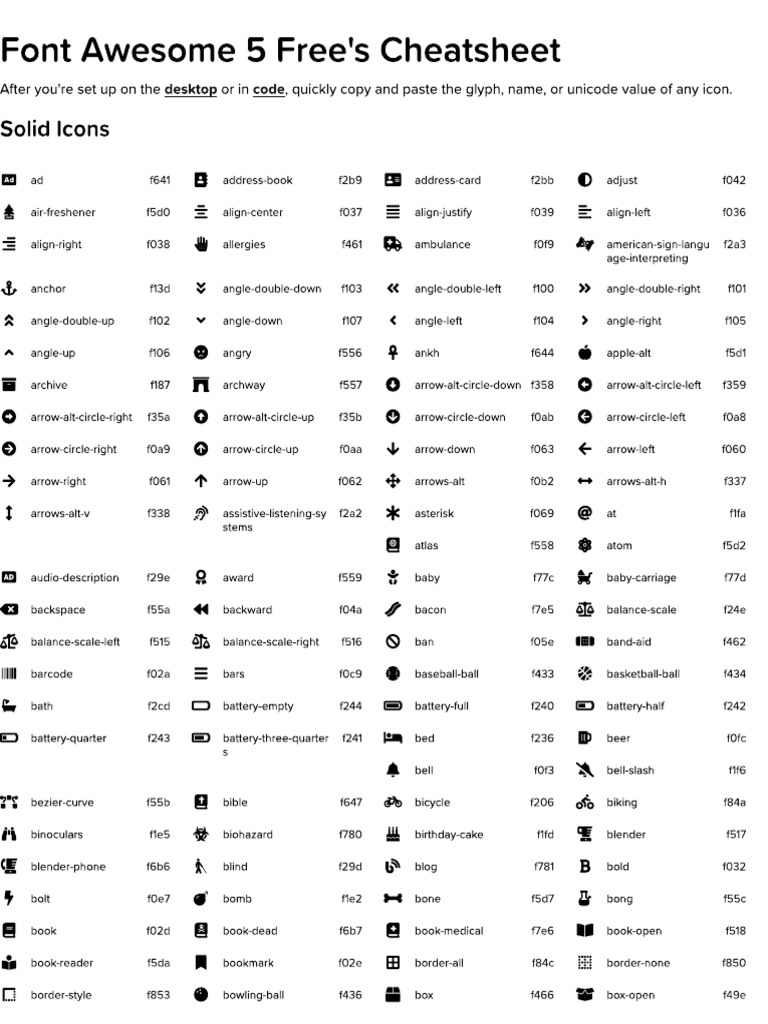 Cheatsheet - Font Awesome | PDF