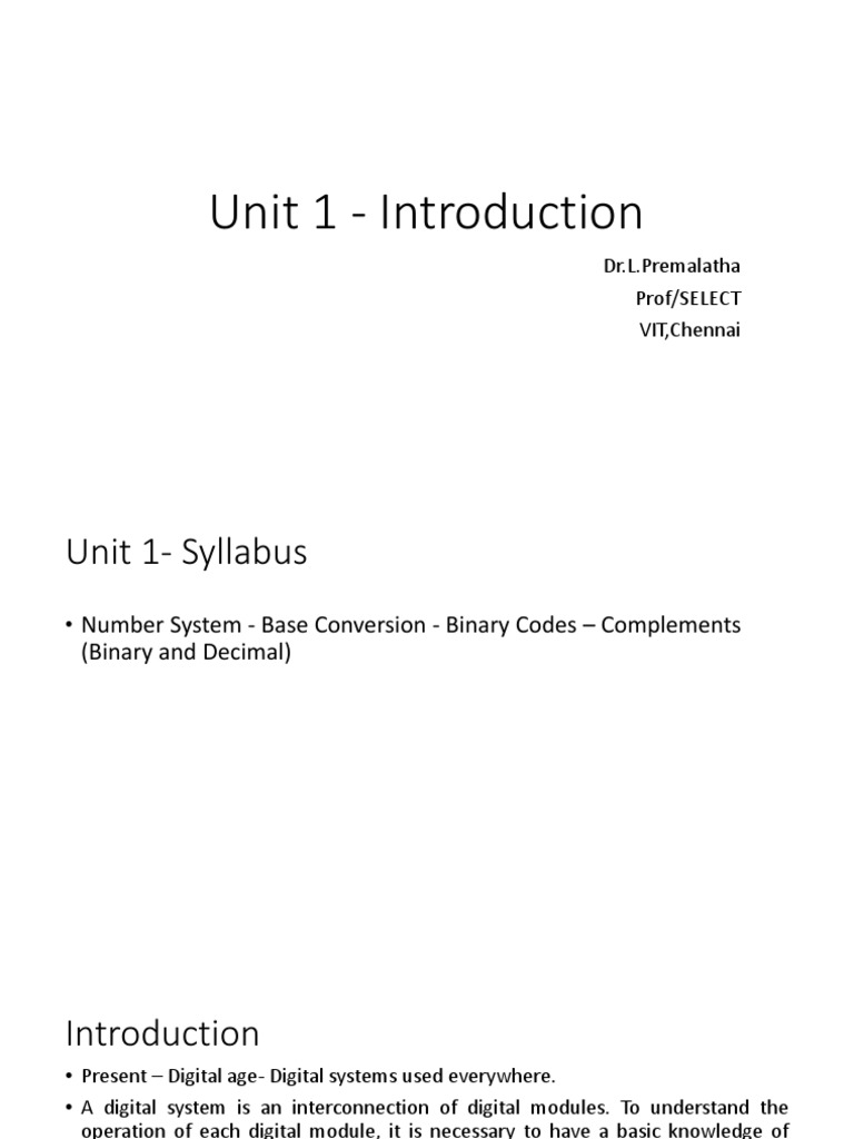 Unit 1 Introduction Drlpremalatha Profselect Vit Chennai Pdf Error Detection And 