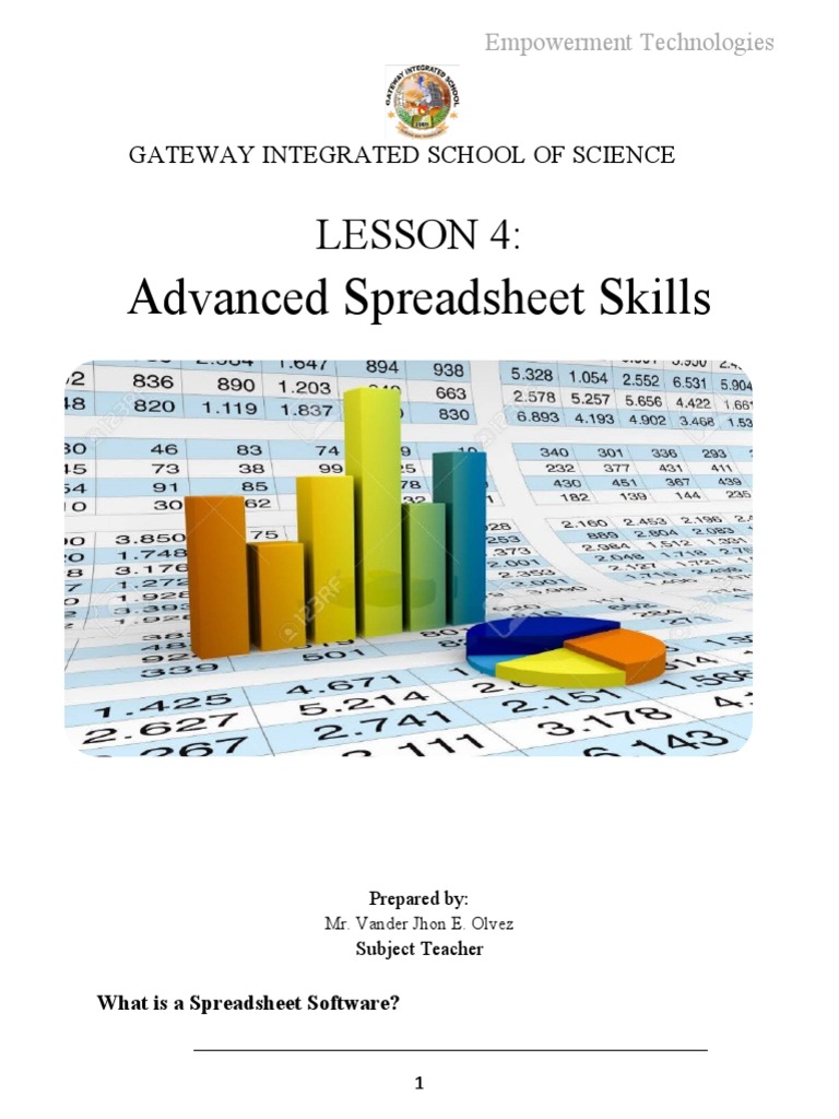 Lesson 4 - Advanced Spreadsheet Skill Module | PDF | Microsoft Excel | Spreadsheet