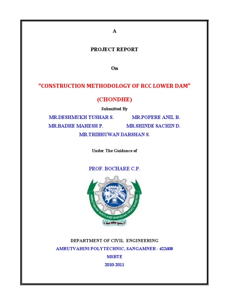 Chondhe RCC Lower Dam Methodology | PDF
