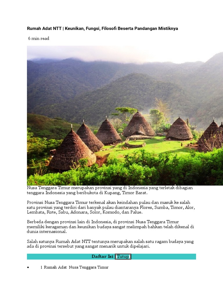 Rumah Adat NTT | PDF