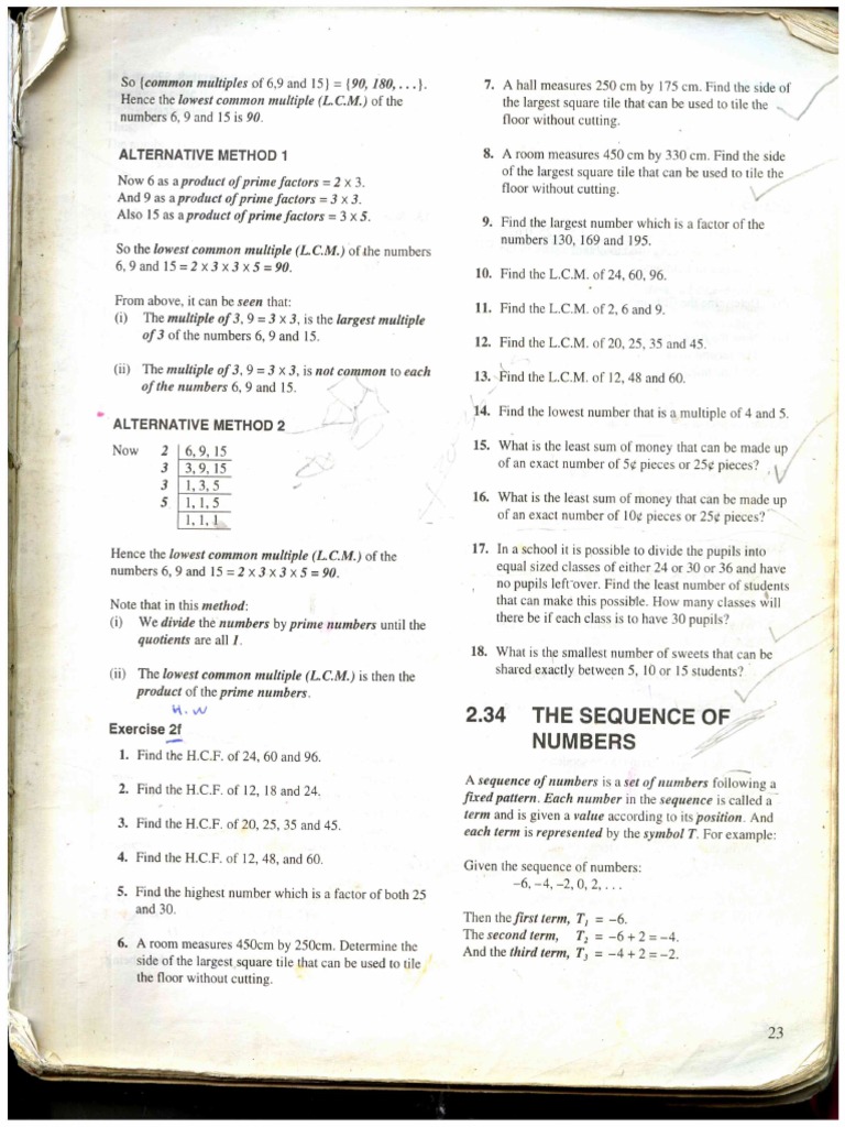 Mathematic Volume 1 With CXC Questions | PDF