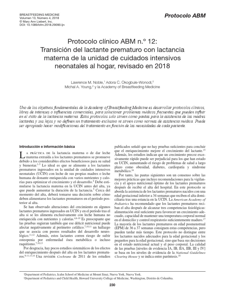 Abm Protocolo Basico | PDF | Amamantamiento | Dieta