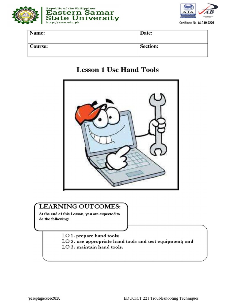 Lesson1 - Use Hand Tools | PDF | Electrostatic Discharge | Manufactured ...