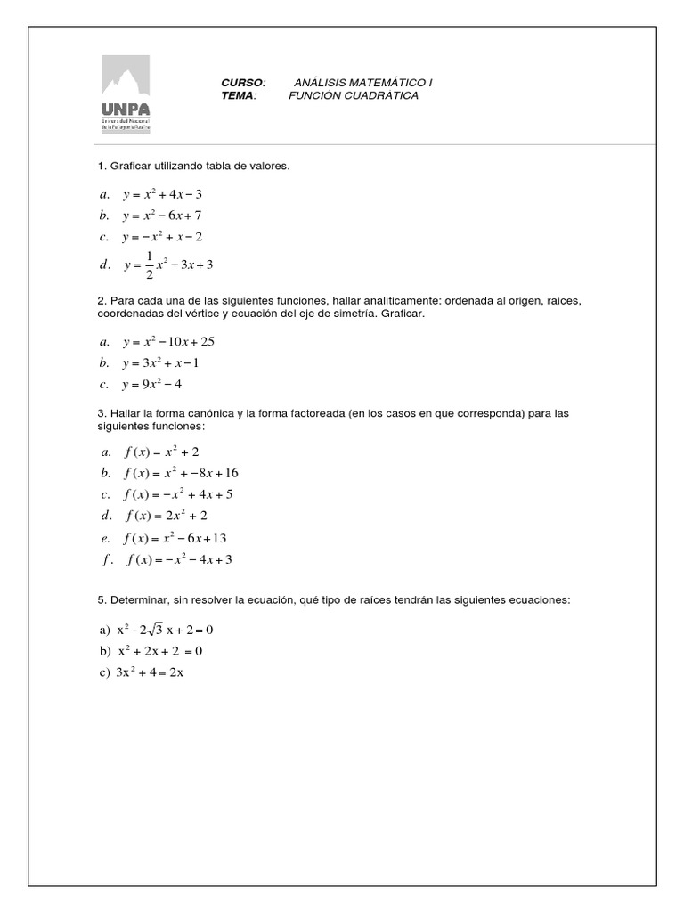 TP Funcion Cuadrática | PDF