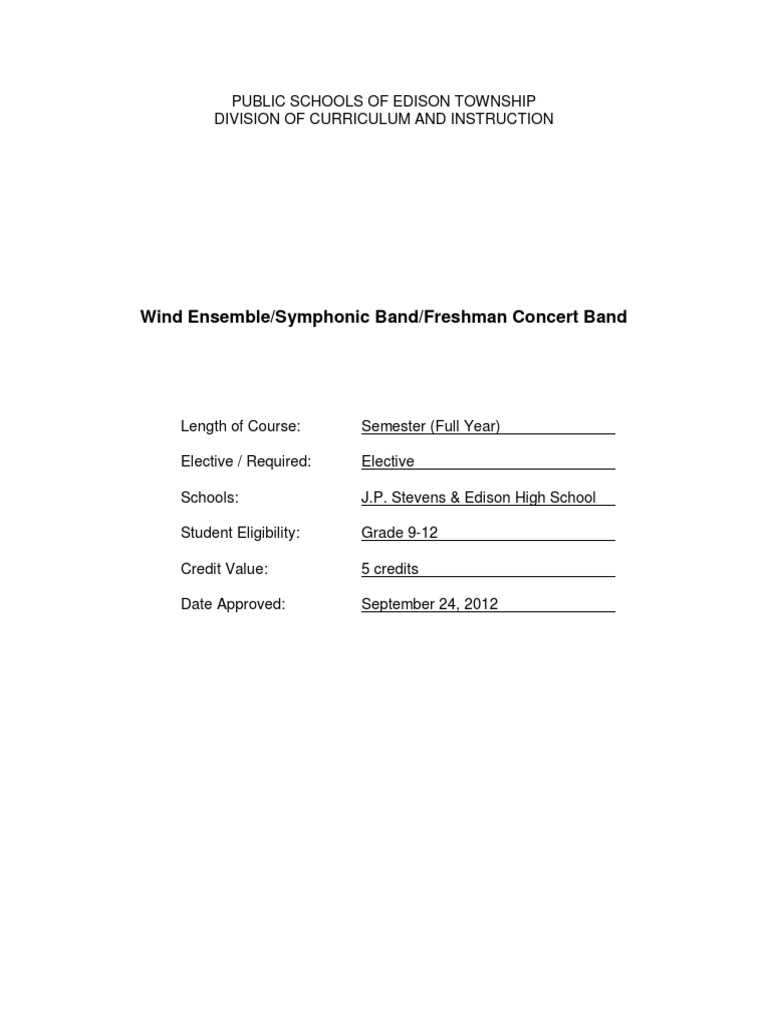Wind Ensemble/Symphonic Band/Freshman Concert Band | PDF | Curriculum ...