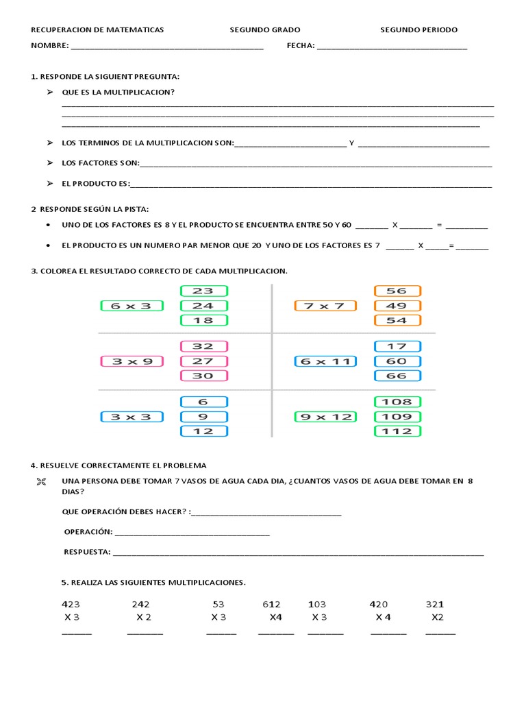 Evaluacion de Matematicas Segundo Grado Segundo Periodo | PDF