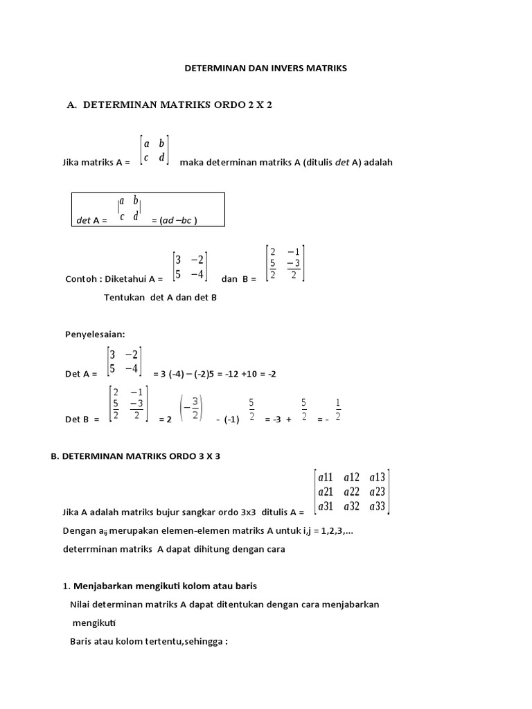 Xi Determinan Dan Invers Matriks | PDF