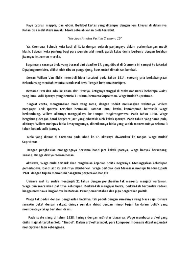 Tutur Sejarah WR Supratman - Biola Yang Membisu Di Tengah Ruangan ...