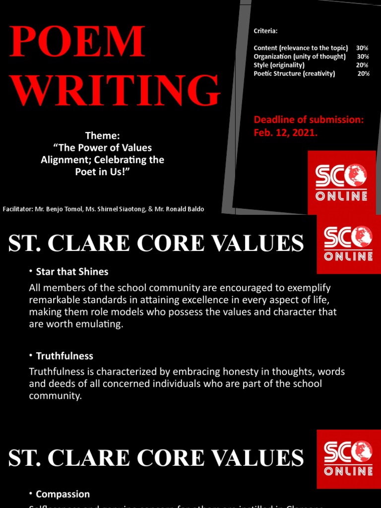 Poem Writing: Theme: "The Power of Values Alignment Celebrating The ...