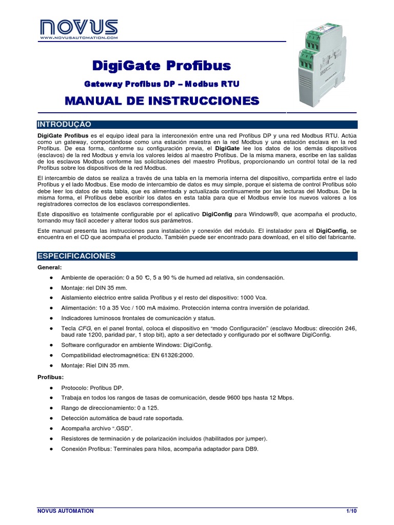 v10x A Manual Digigate Profibus Espanol | PDF | Poco | Informática