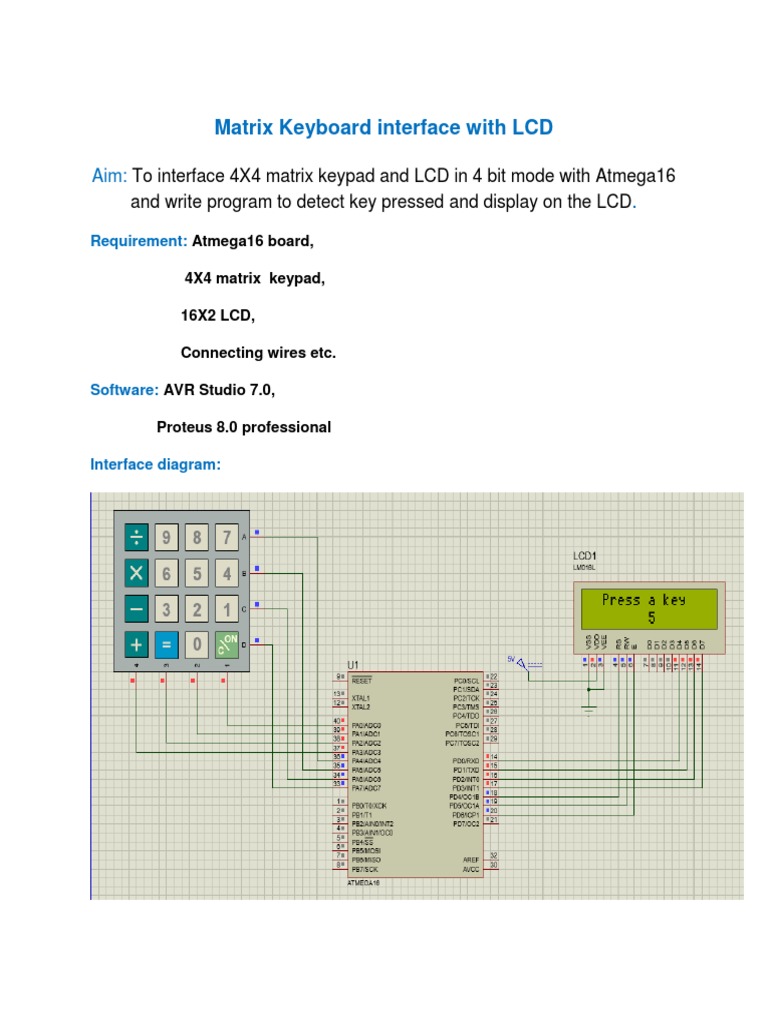 Matrix Keyboard Interface With LCD | PDF | Liquid Crystal Display | Input/Output