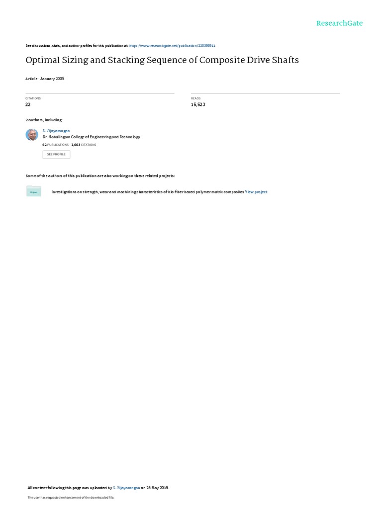 Optimal Sizing and Stacking Sequence of Composite | PDF | Composite ...