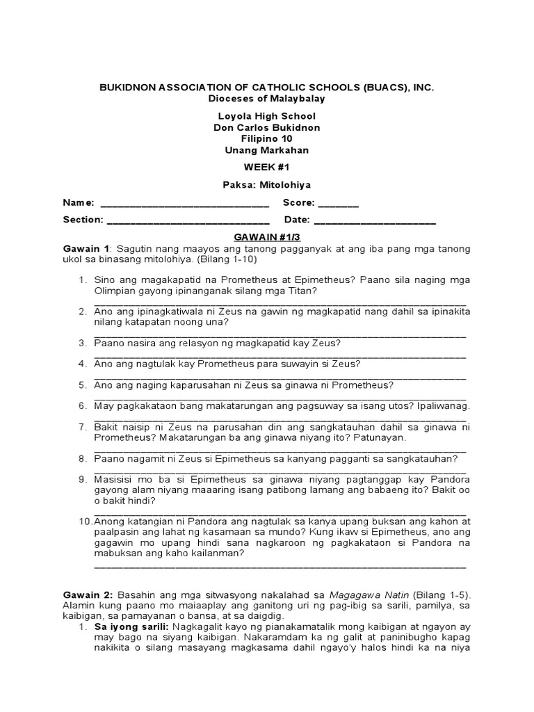 JHS Week 1-20 Activity Sheets | PDF
