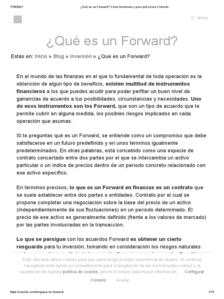 ¿Qué Es Un Forward - Cómo Funcionan y para Qué Sirven - Vannilo | PDF ...