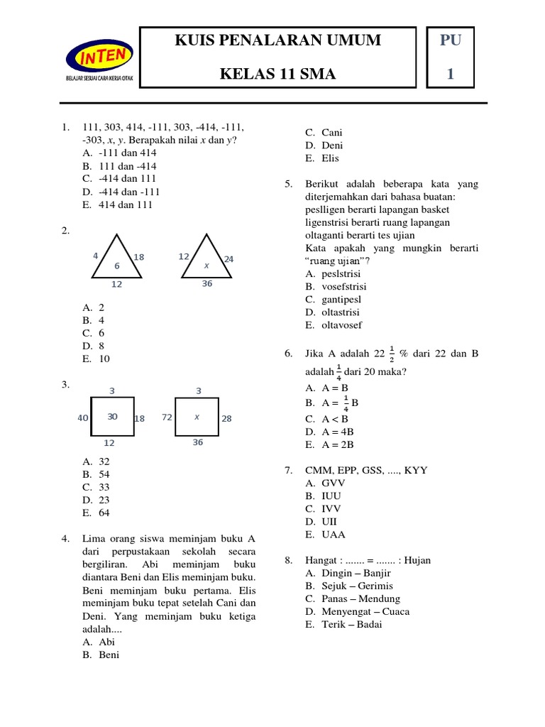 Kuis Pu Kelas 11 Sma | PDF