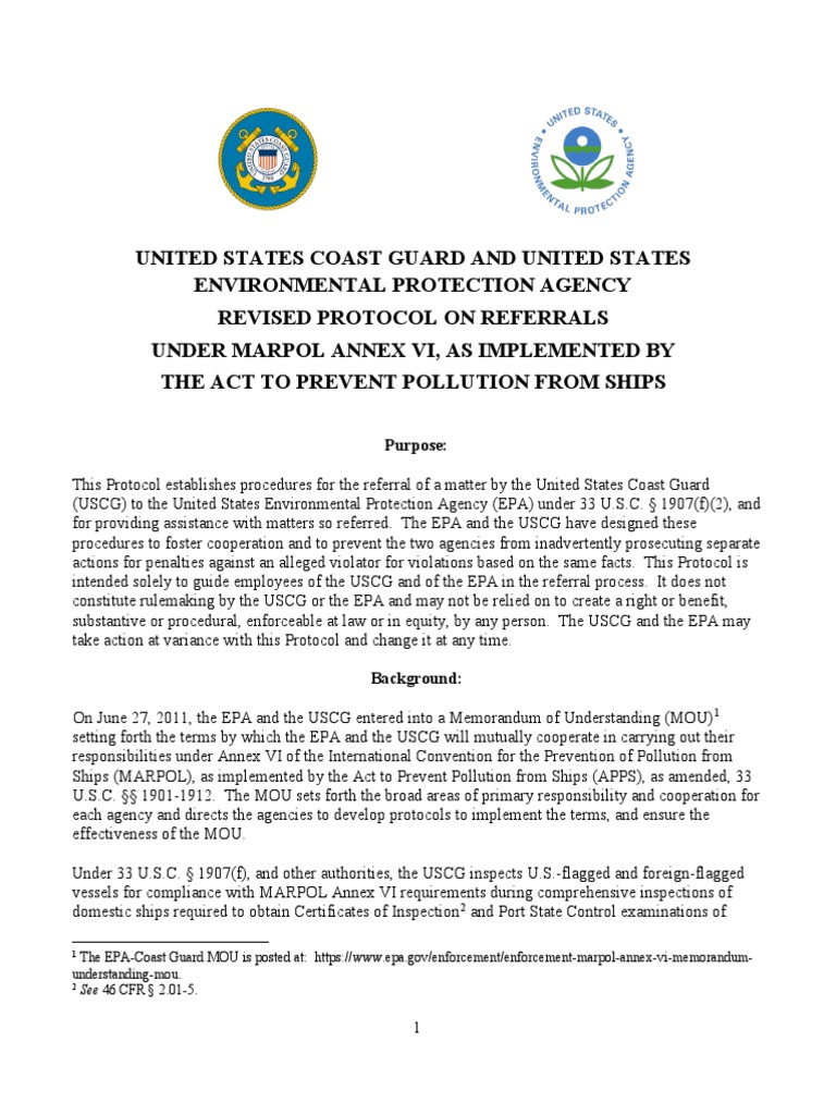 EPA US Coast Guard and United States Environmental Protection Agency ...