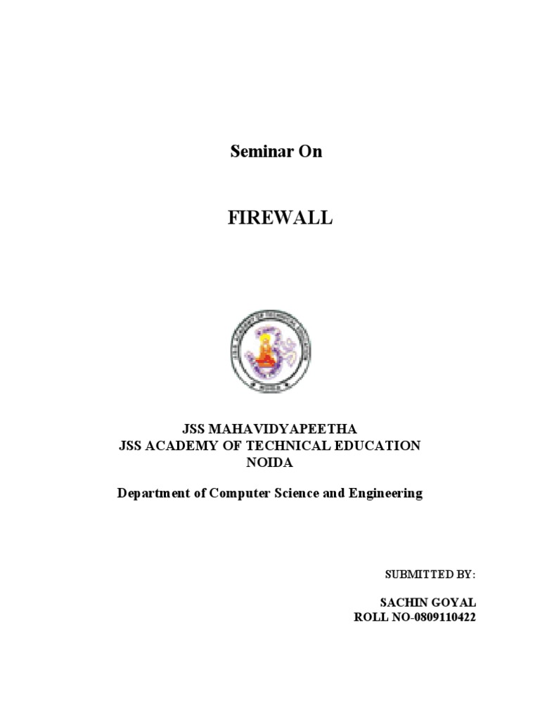 Firewall: Seminar On | PDF | Computer Network | Internet Protocol Suite