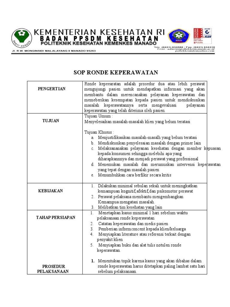 Sop Ronde Keperawatan | PDF