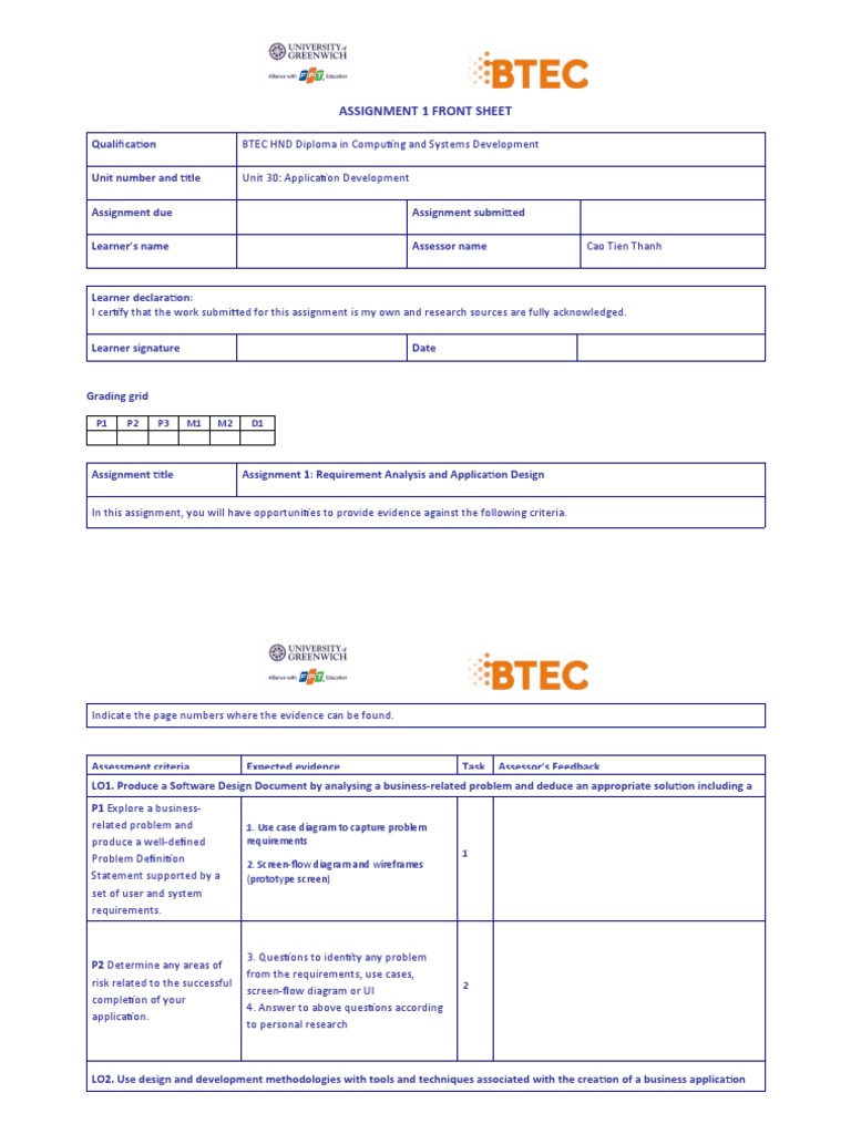 BTEC HND Application Development Assignment | PDF | Use Case | Software Development