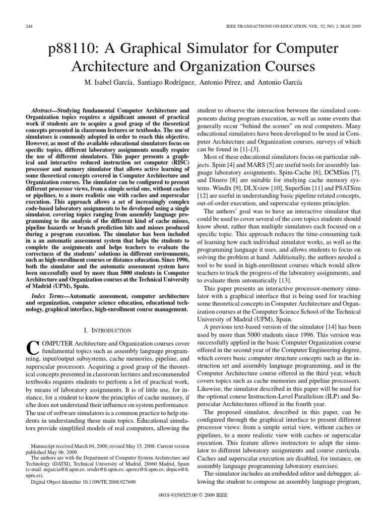 p88110 A Graphical Simulator For Computer Architecture and Organization ...
